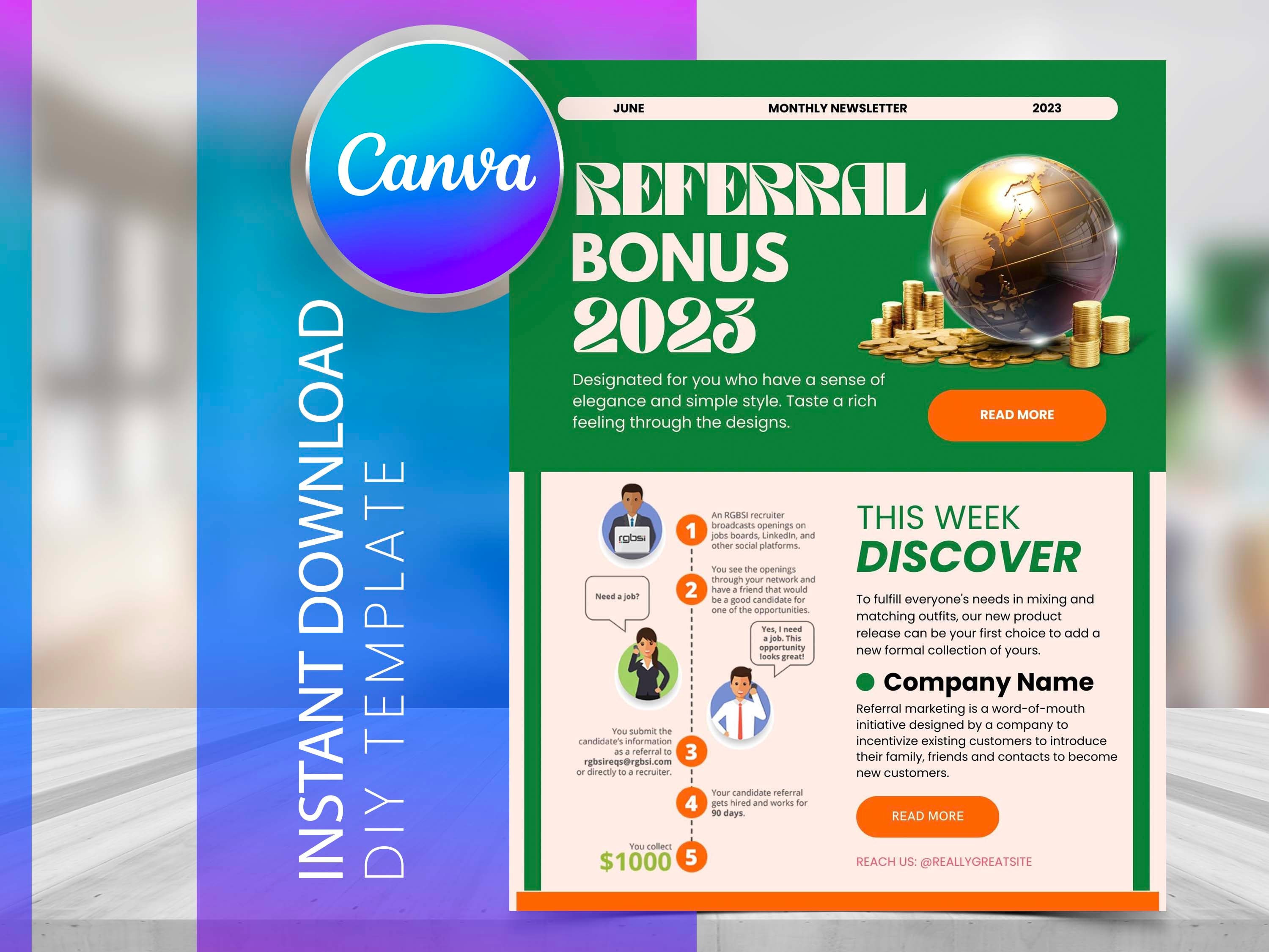 REFERRAL BONUS FLYERS Diy Editable Canva Template, Printable & Social ...