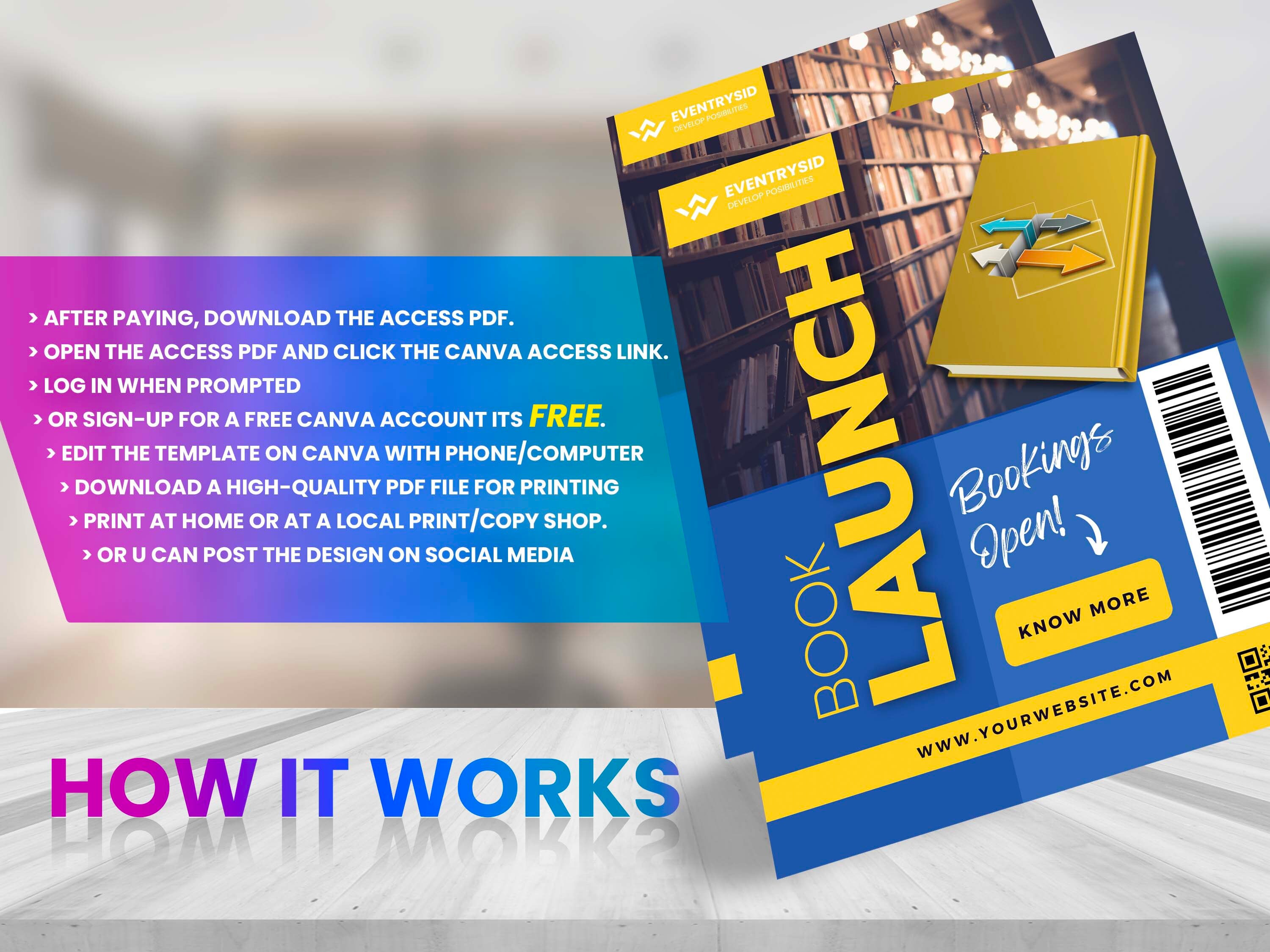 BOOK LAUNCH FLYER Diy Editable Canva Template, Printable & Social Media ...