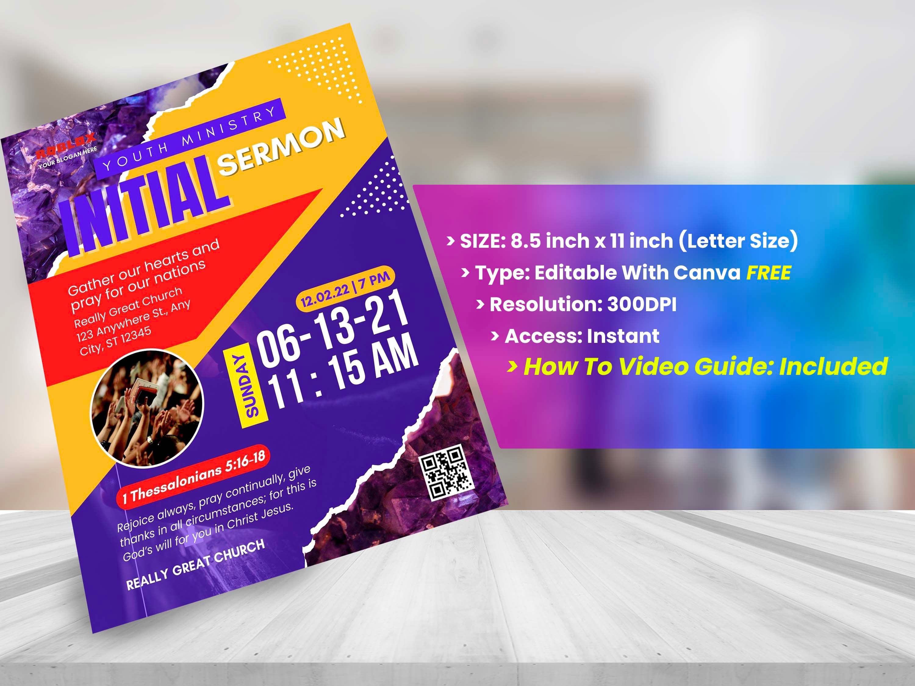 INITIAL SERMON FLYER Diy Editable Canva Template, Printable & Social ...