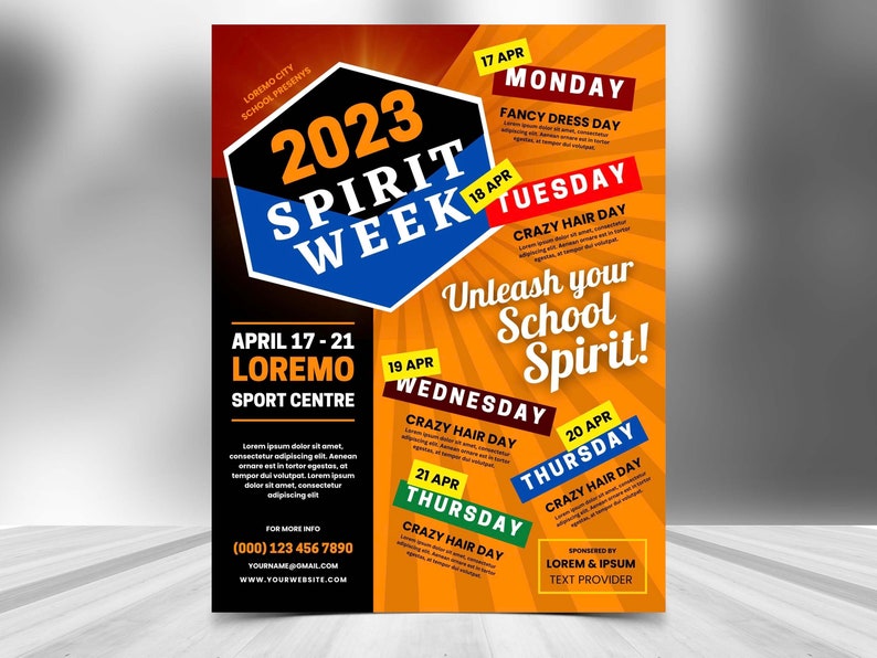 SPIRIT WEEK FLYER Diy Editable Canva Template, Printable & Social Media ...