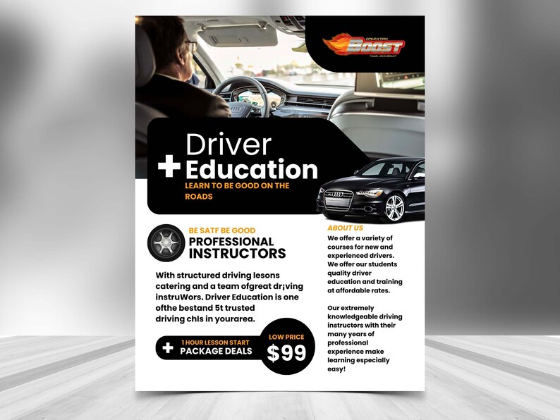 DRIVING SCHOOL SERVICE Flyer Diy Editable Canva Template, Printable ...