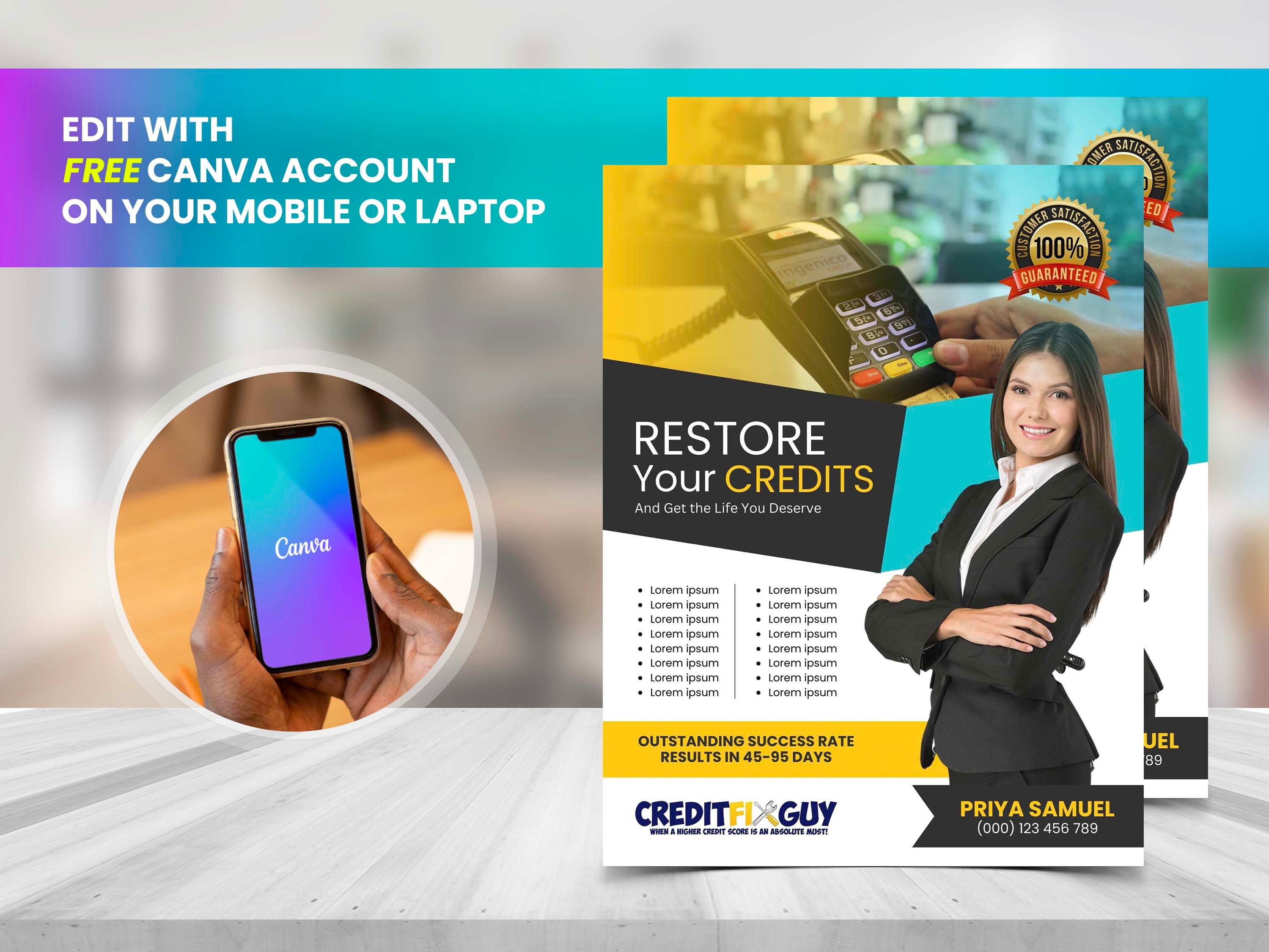 CREDIT REPAIR SERVICE, Diy Editable Canva Template, Printable & Social ...