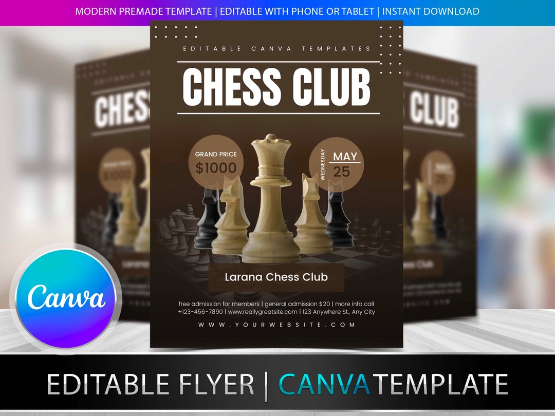CHESS CLUB FLYER Diy Editable Canva Template, Printable & Social Media ...