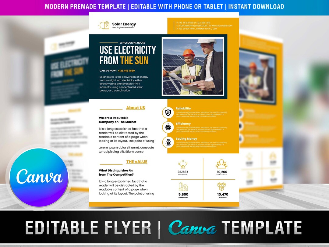 SOLAR PANNEL FLYER Diy Editable Canva Template, Printable & Social ...