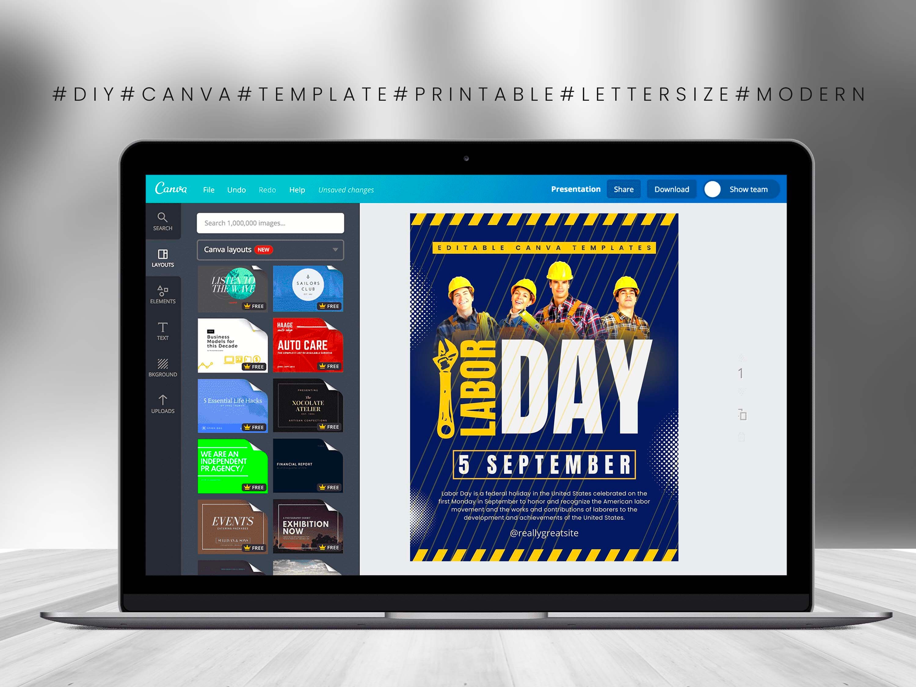 LABOR DAY FLYER Diy, Editable Canva Template, Printable & Social Media ...