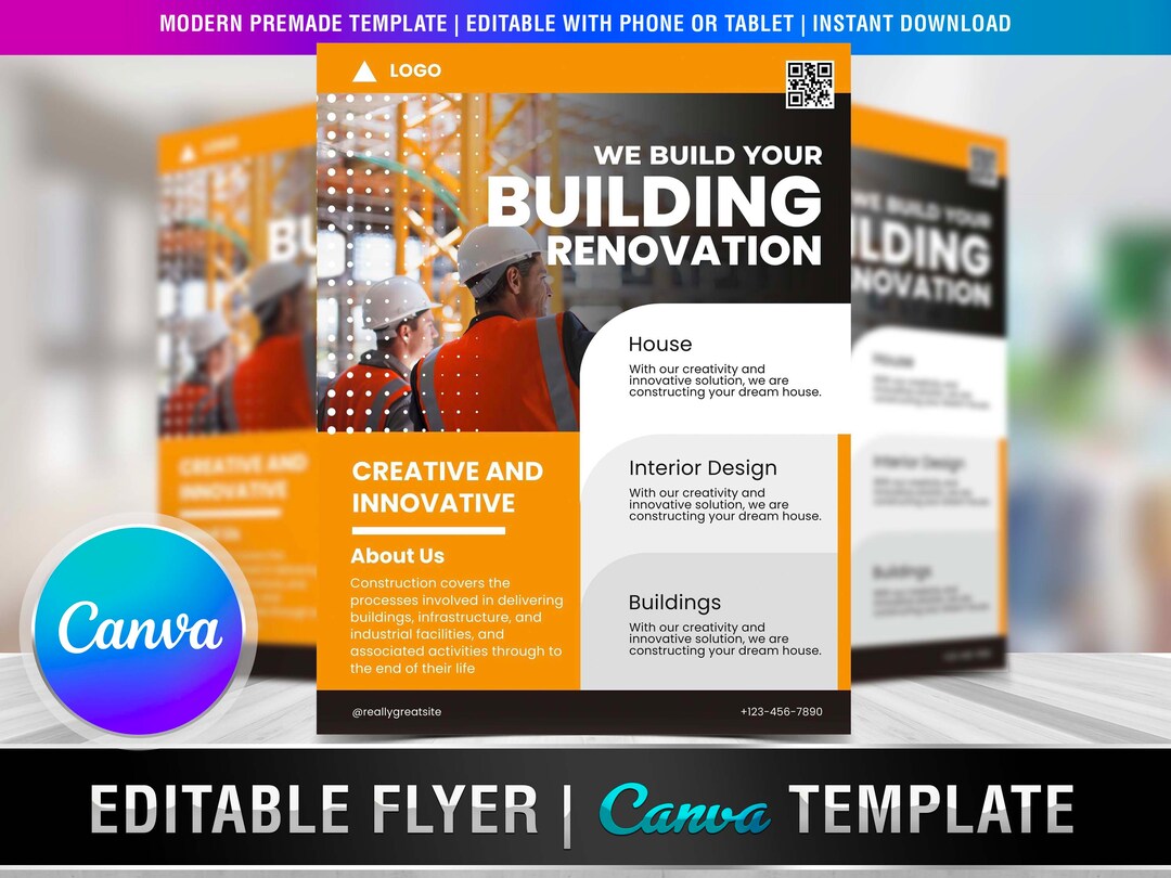 BUILDING RENOVATION FLYER Diy Editable Canva Template, Printable ...
