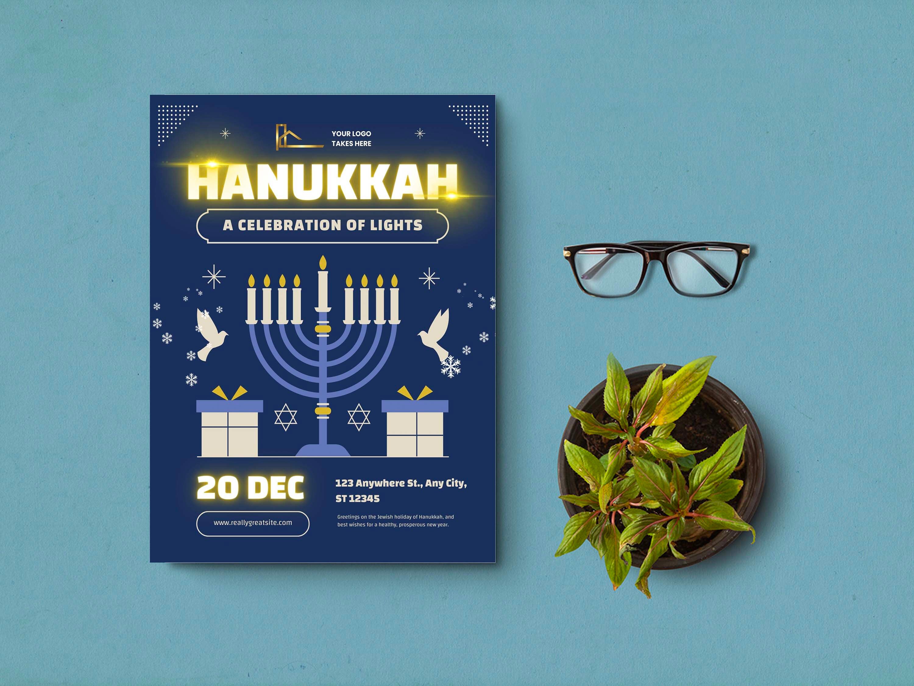 HANUKKAH FLYER DIY Editable Canva Template, Printable & Social Media ...