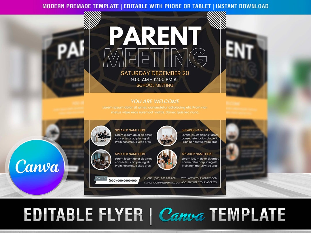 PARENTS MEETING FLYER Diy Editable Canva Template, Printable & Social ...