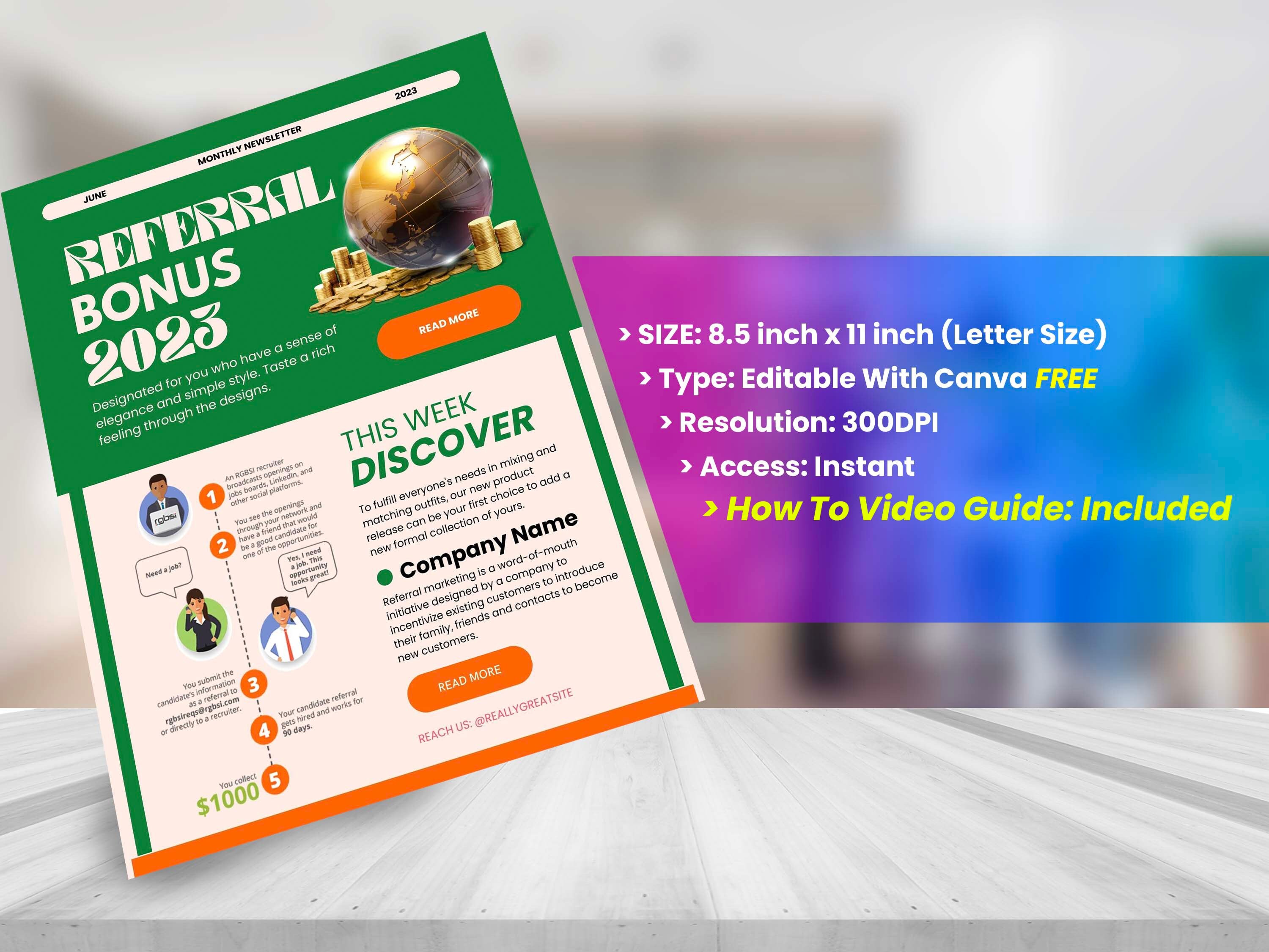 REFERRAL BONUS FLYERS Diy Editable Canva Template, Printable & Social ...