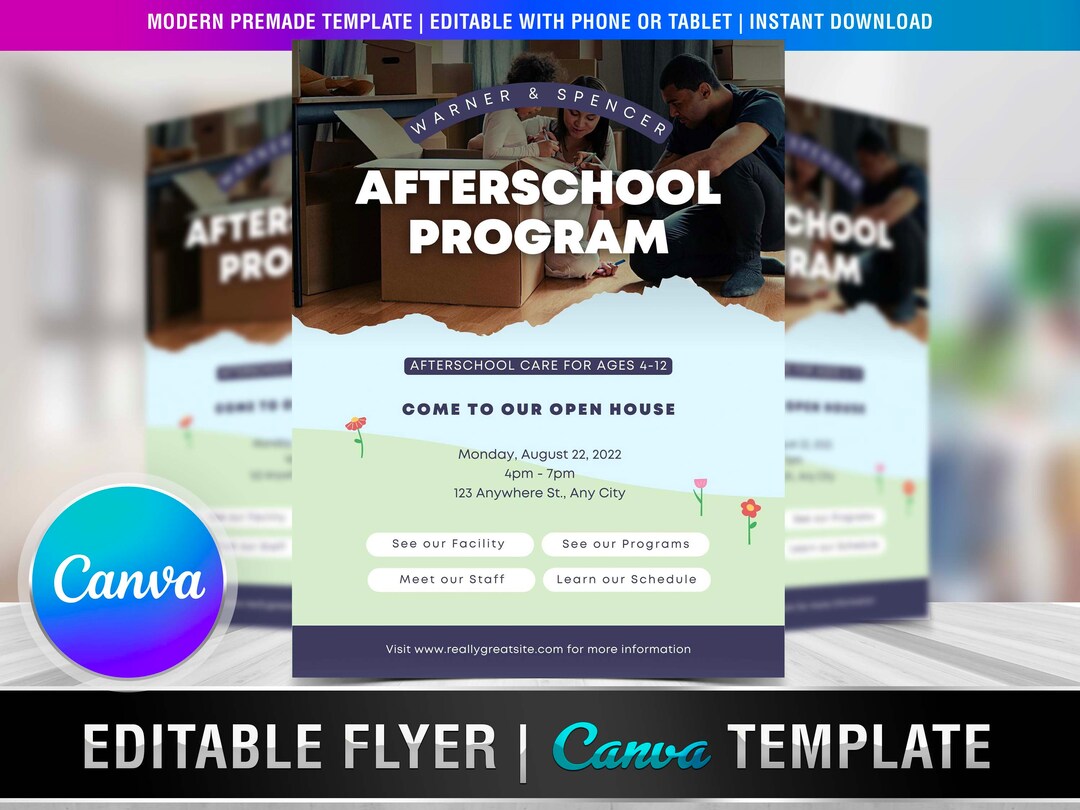 AFTER SCHOOL PROGRAM Diy Editable Canva Template, Printable & Social ...