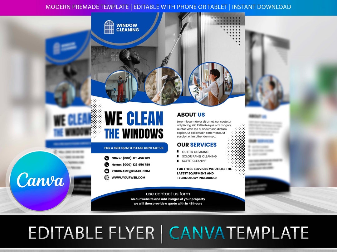 WINDOW CLEANING Flyer Diy Editable Canva Template, Printable & Social ...