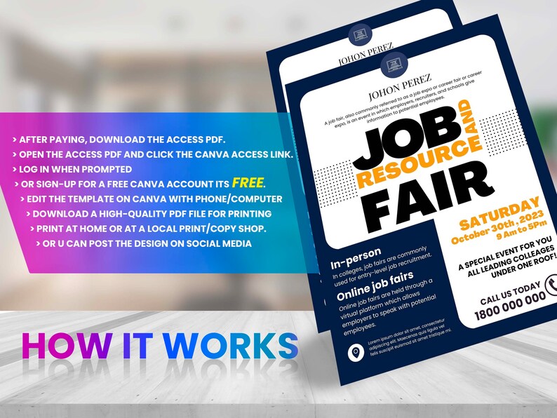 JOB FAIR FLYER Diy, Editable Canva Template, Printable & Social Media ...