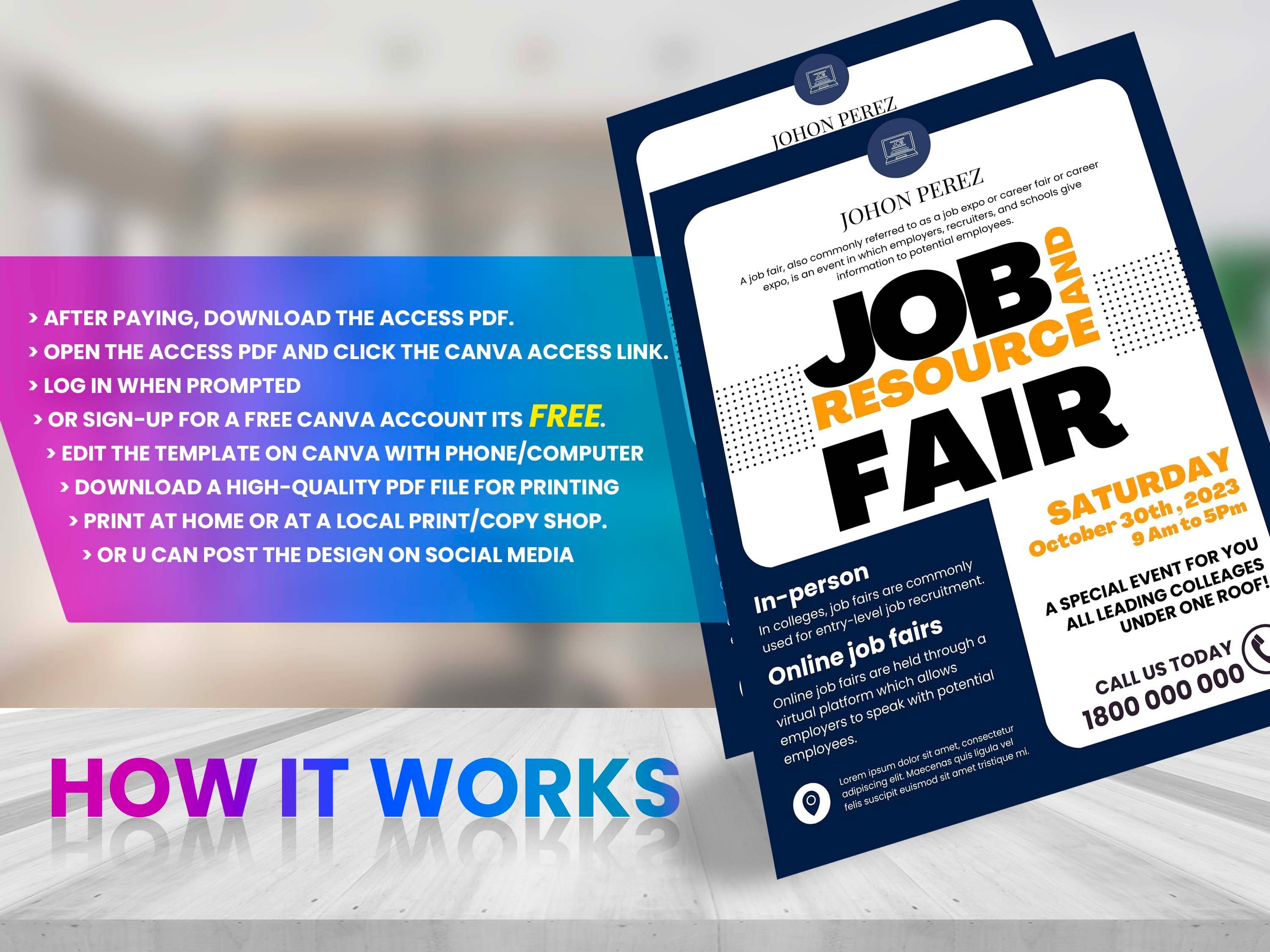 JOB FAIR FLYER Diy, Editable Canva Template, Printable & Social Media ...