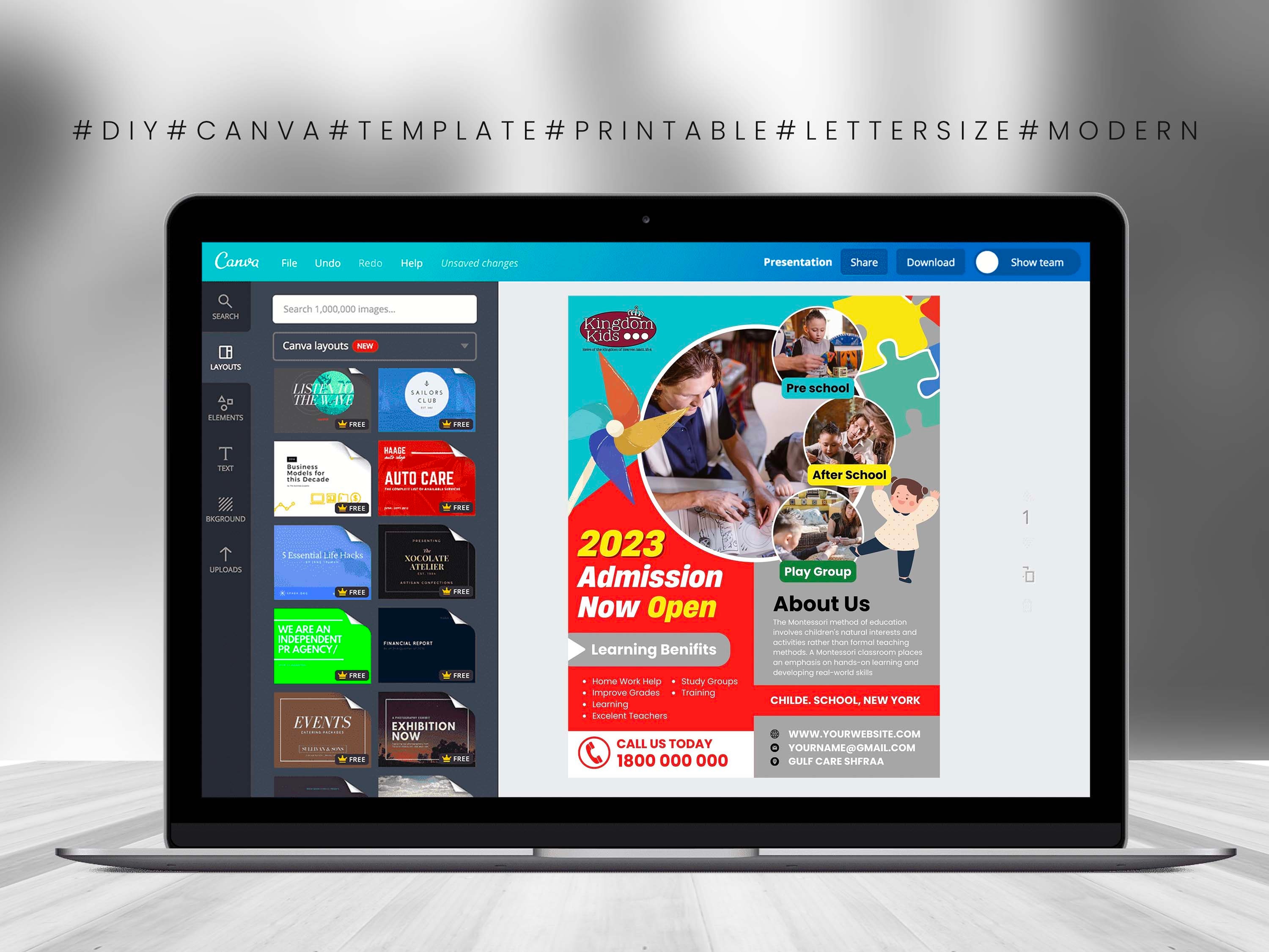 MONTESSORI FLYER DIY Editable Canva Template, Printable & Social Media ...