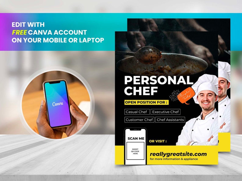 PERSONAL CHEF FLYER Diy, Editable Canva Template, Printable & Social ...