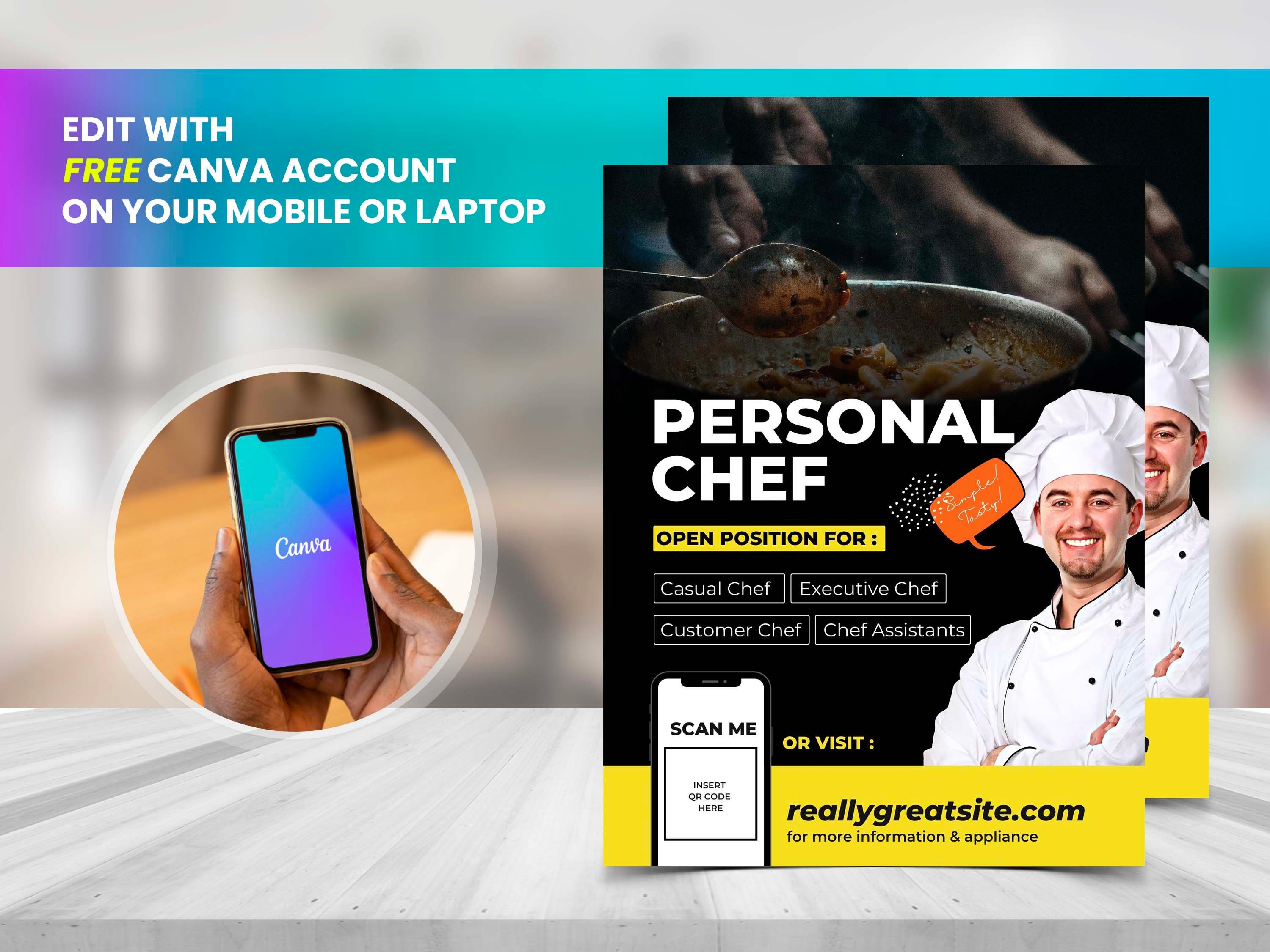 PERSONAL CHEF FLYER Diy, Editable Canva Template, Printable & Social ...