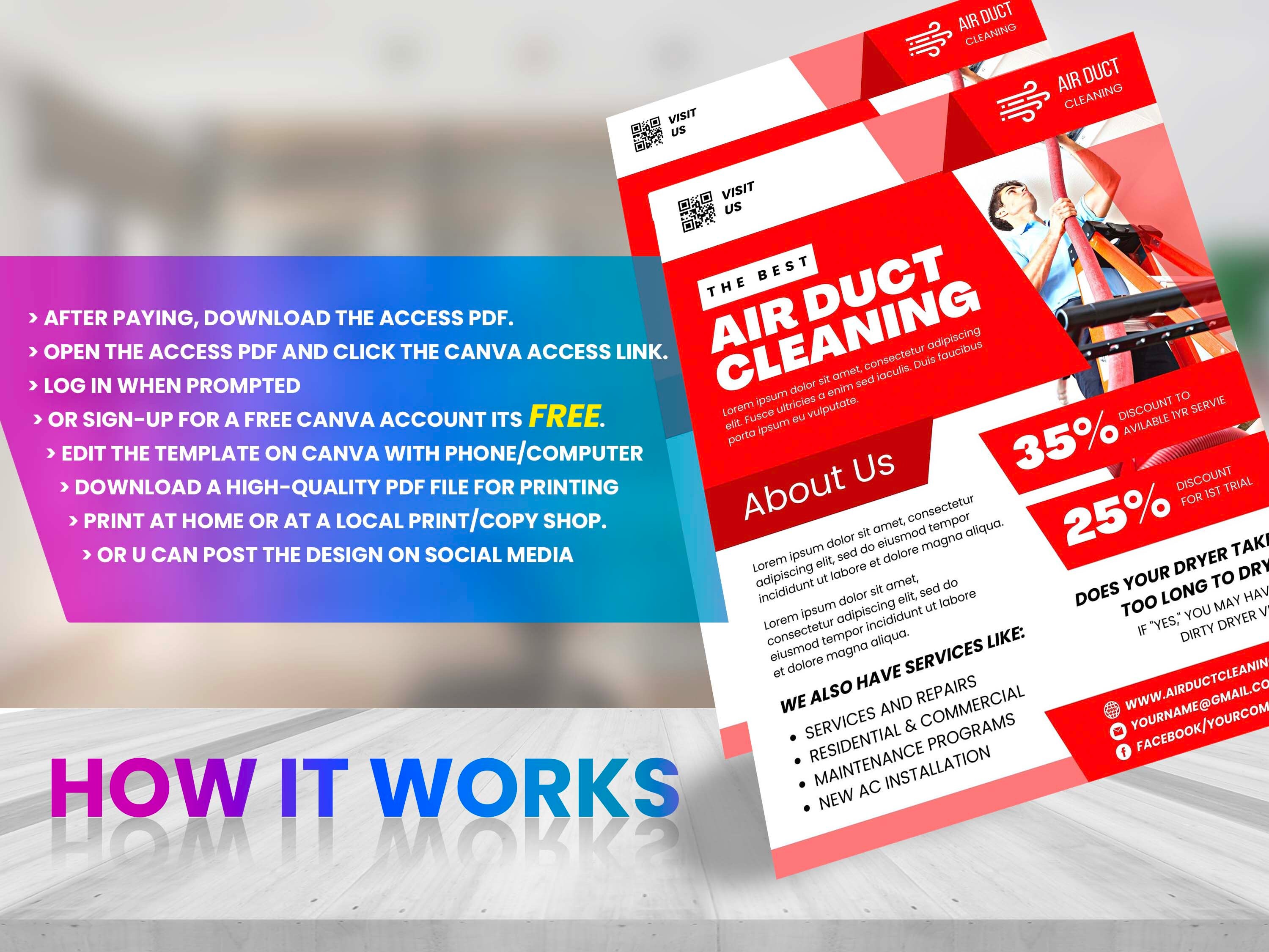 AIR DUCT CLEANING Flyer Diy Editable Canva Template, Printable & Social ...