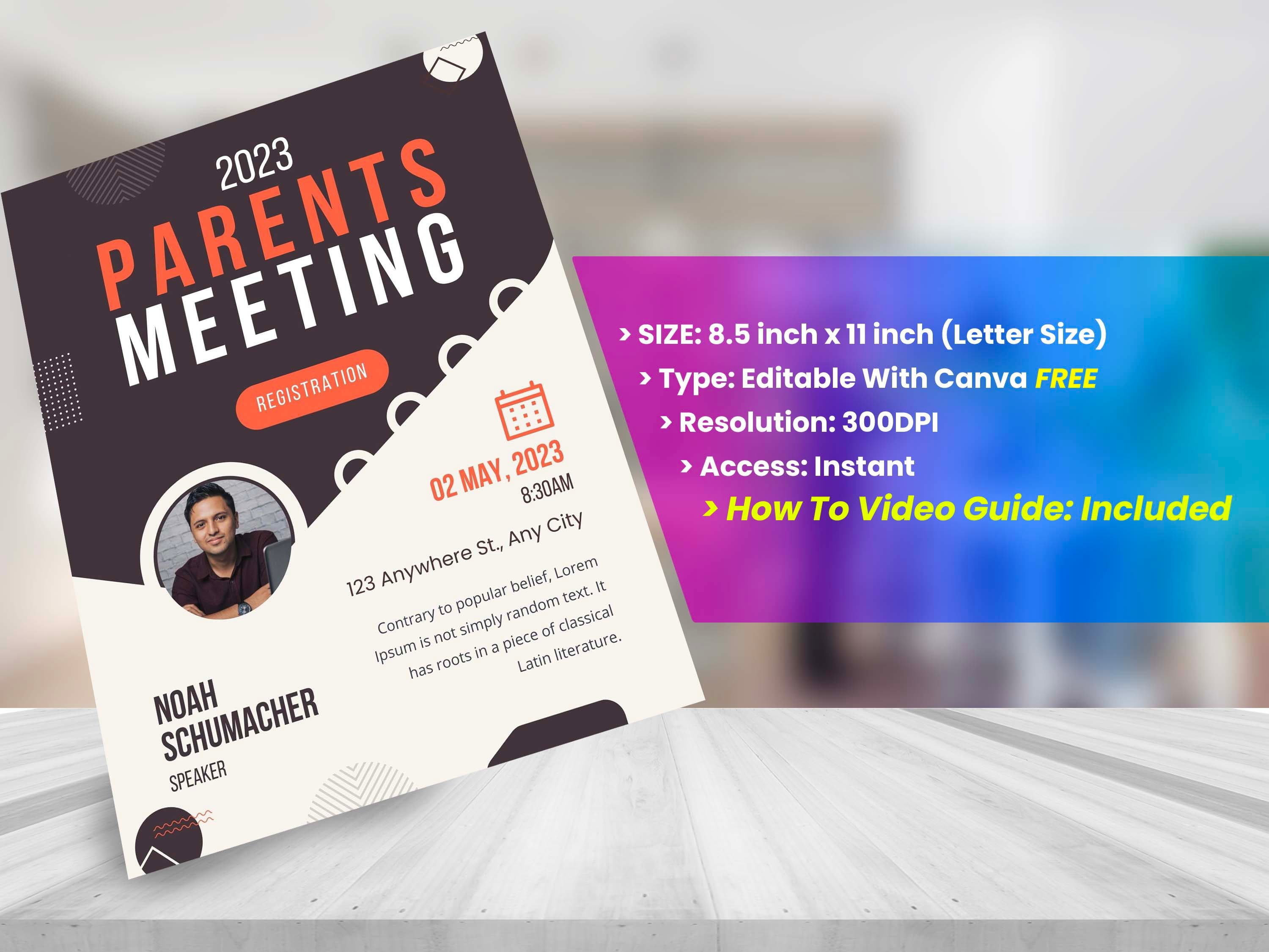 PARENTS MEETING FLYER Diy Editable Canva Template, Printable & Social ...