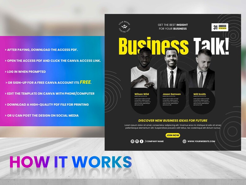 BUSINESS MEETING FLYER Diy Editable Canva Template, Printable & Social ...