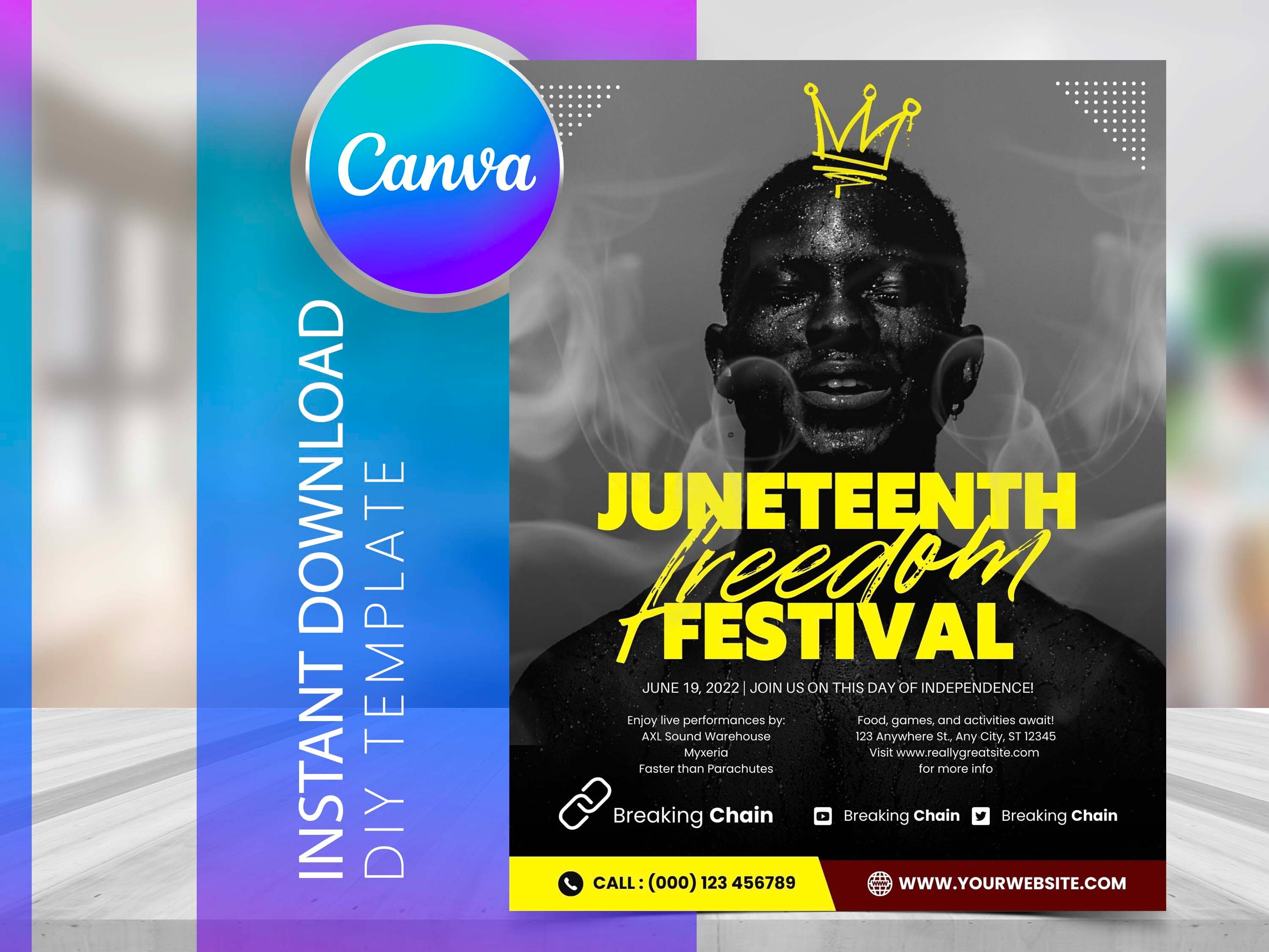 JUNETEENTH FLYER DIY Editable Canva Template, Printable & Social Media ...