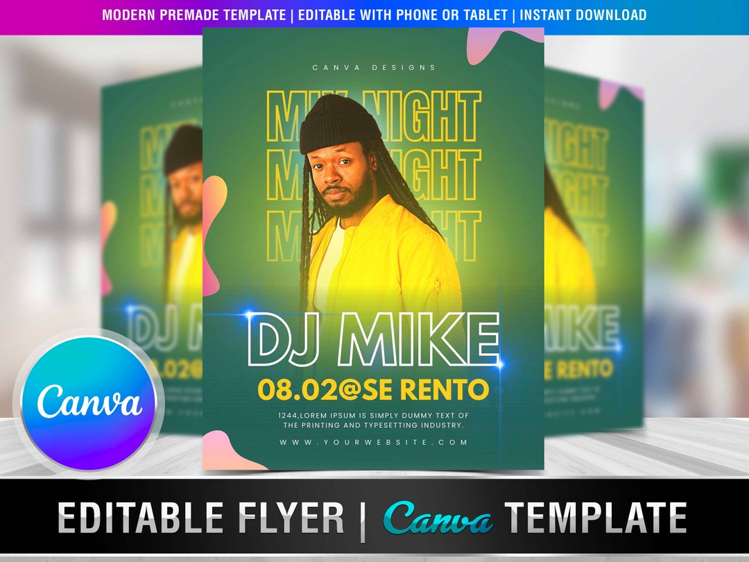 DJ NIGHT FLYER, Diy Canva, Dj Flyer Template, Canva Editable Social ...