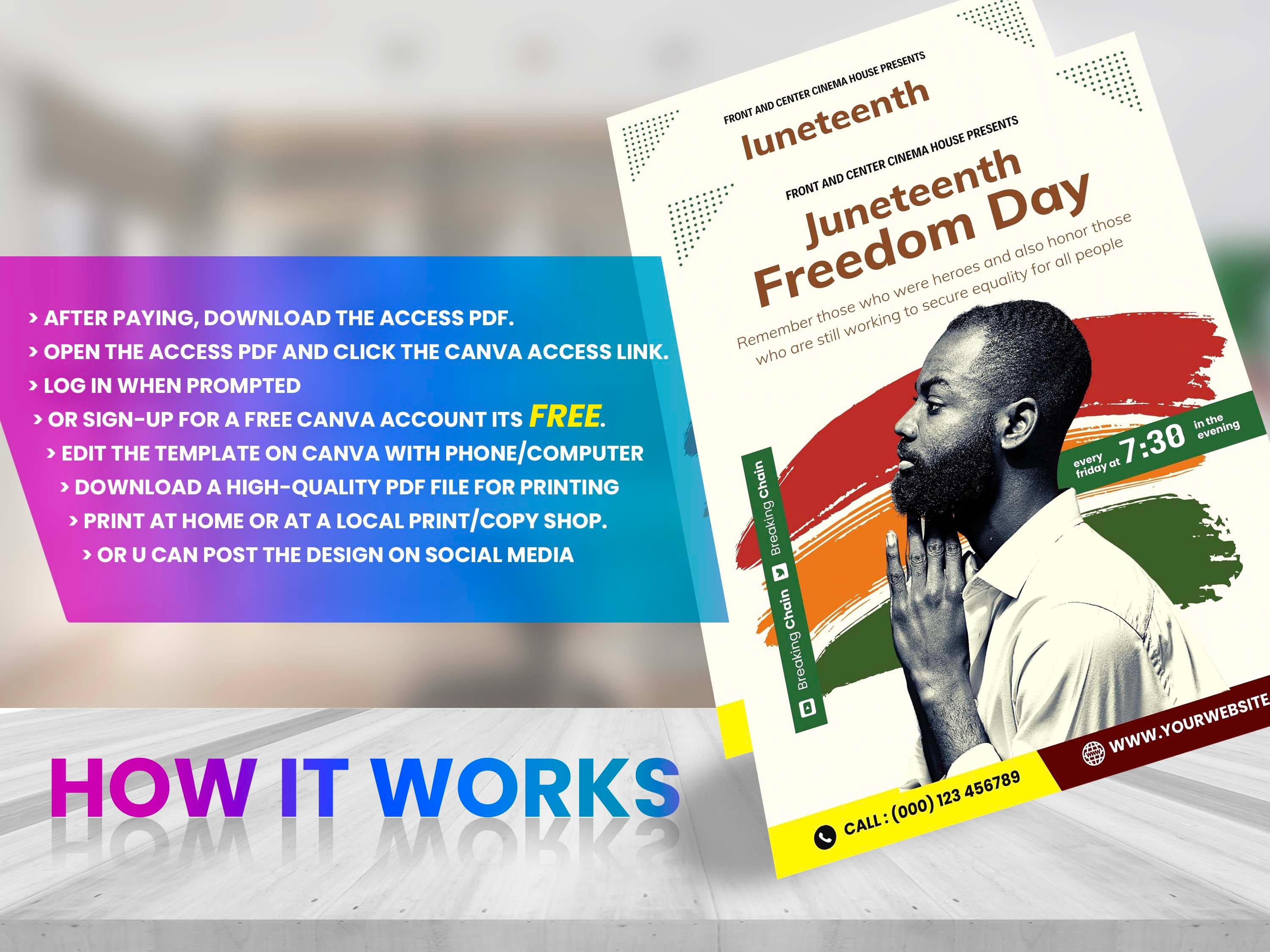 JUNETEENTH FLYER DIY Editable Canva Template, Printable & Social Media ...