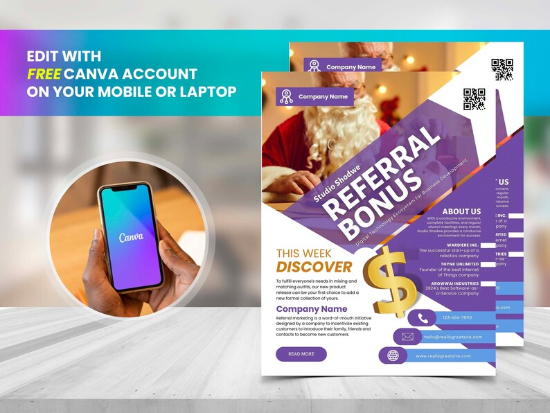 REFERRAL BONUS FLYERS Diy Editable Canva Template, Printable & Social ...