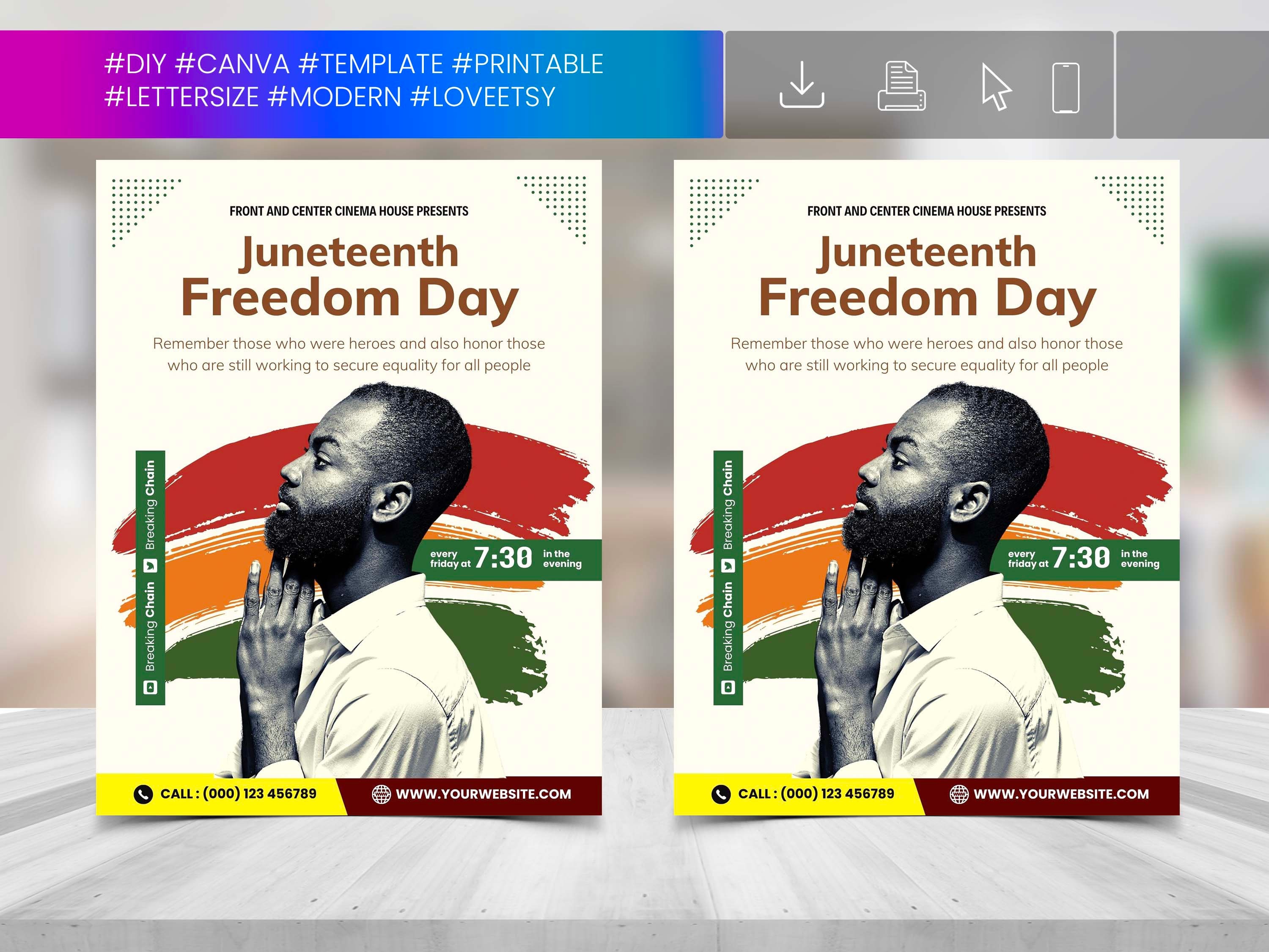 JUNETEENTH FLYER DIY Editable Canva Template, Printable & Social Media ...