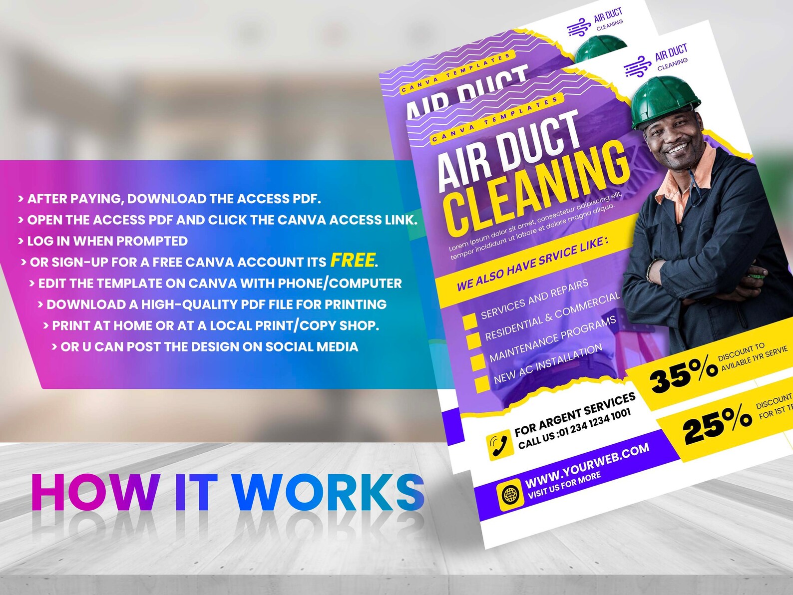 AIR DUCT CLEANING Flyer Diy Editable Canva Template, Printable & Social ...