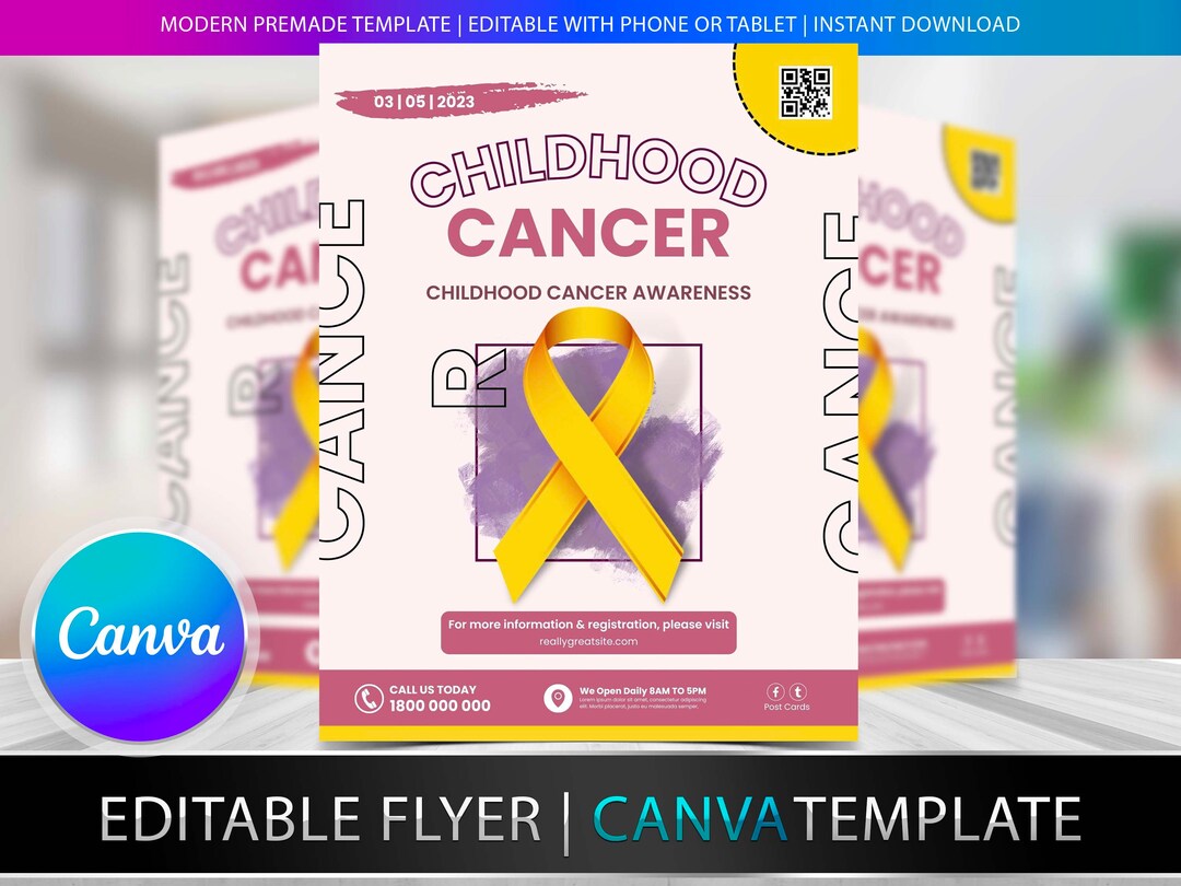 CANCER AWARENESS FLYER Diy Editable Canva Template, Printable & Social ...