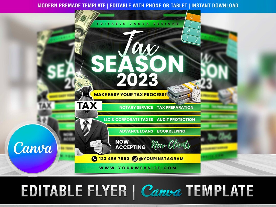 TAX PREPARATION FLYER Diy, Editable Canva Template, Printable & Social ...