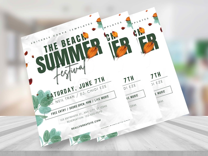 SUMMER PARTY FLYER Diy Editable Canva Template, Printable & Social ...