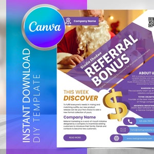 REFERRAL BONUS FLYERS Diy Editable Canva Template, Printable & Social ...