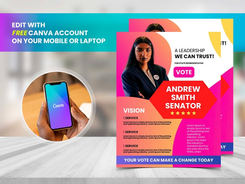 POLITICAL CAMPAIGN FLYERS Diy Editable Canva Template, Printable ...