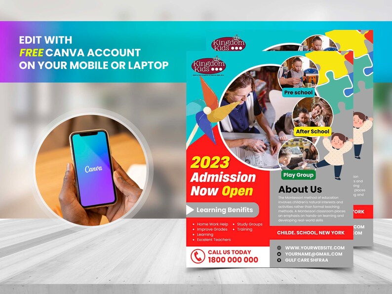 MONTESSORI FLYER DIY Editable Canva Template, Printable & Social Media ...