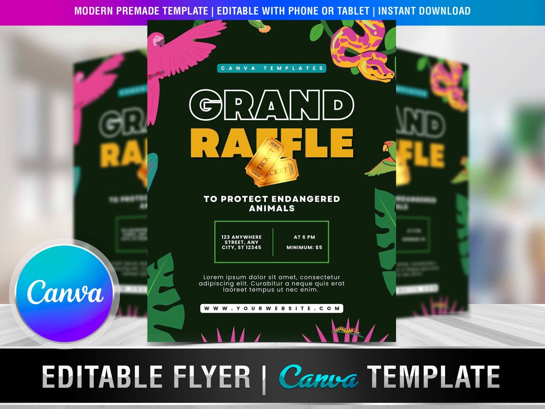 RAFFLE FLYER TEMPLATE Diy Editable Canva Template, Printable & Social ...