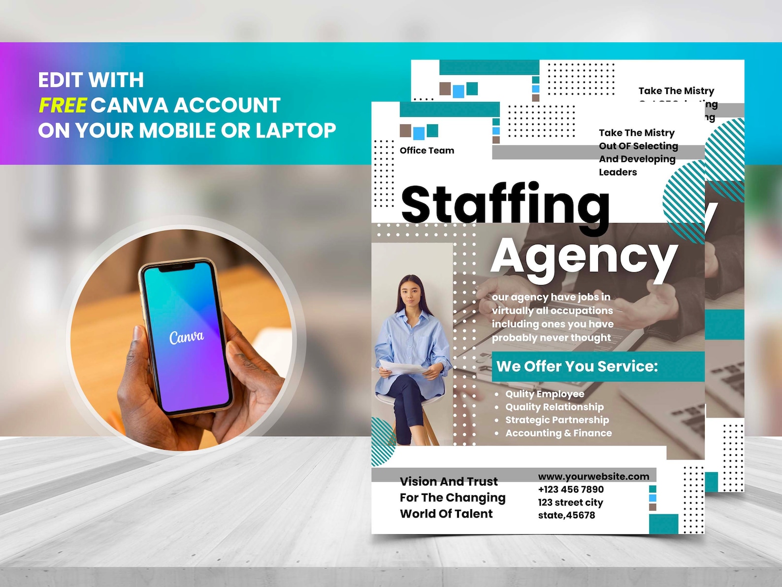 STAFFINF AGENCY FLYER Diy Editable Canva Template, Printable & Social ...