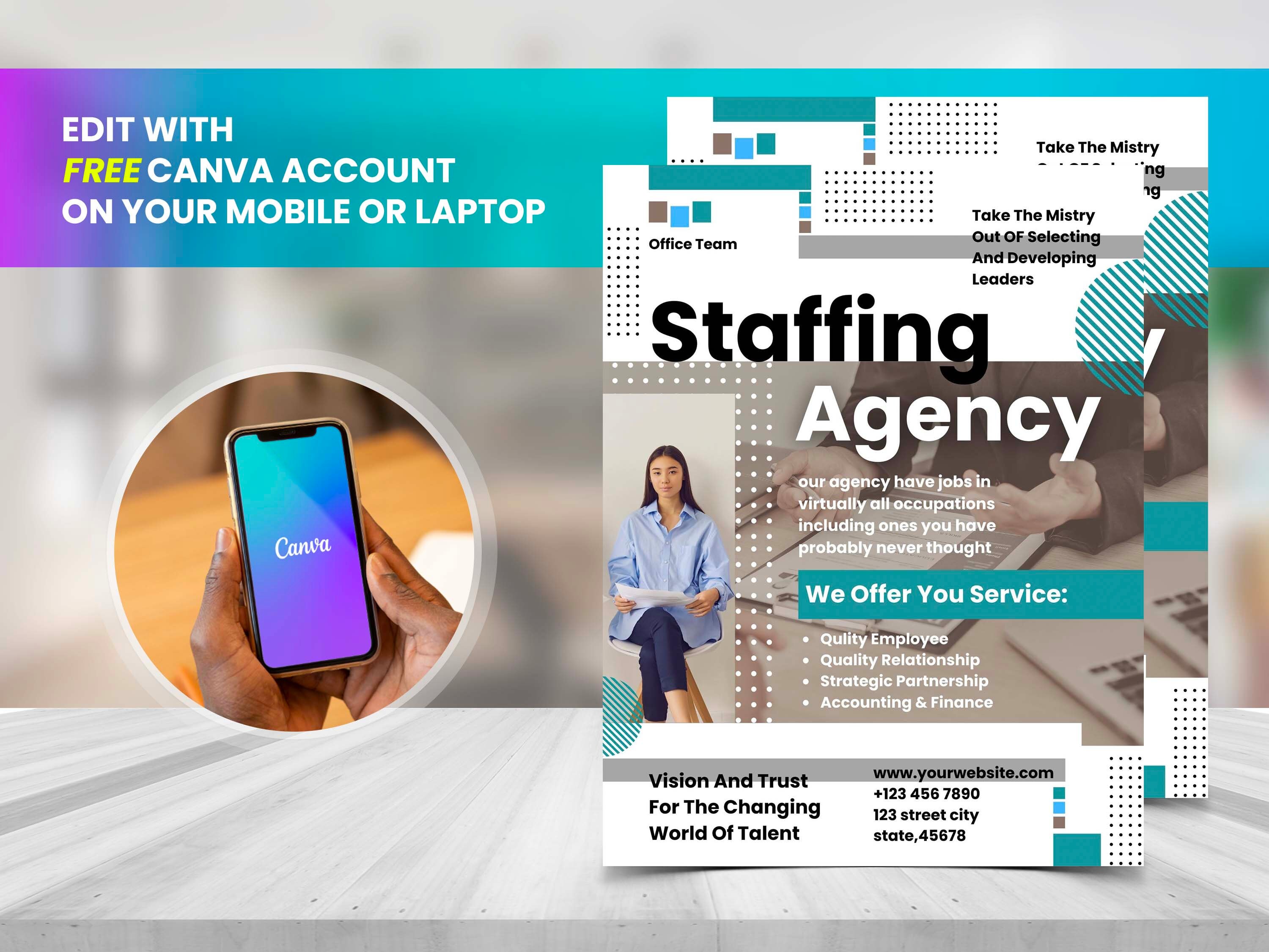 STAFFINF AGENCY FLYER Diy Editable Canva Template, Printable & Social ...