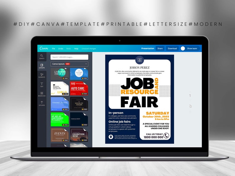 JOB FAIR FLYER Diy, Editable Canva Template, Printable & Social Media ...