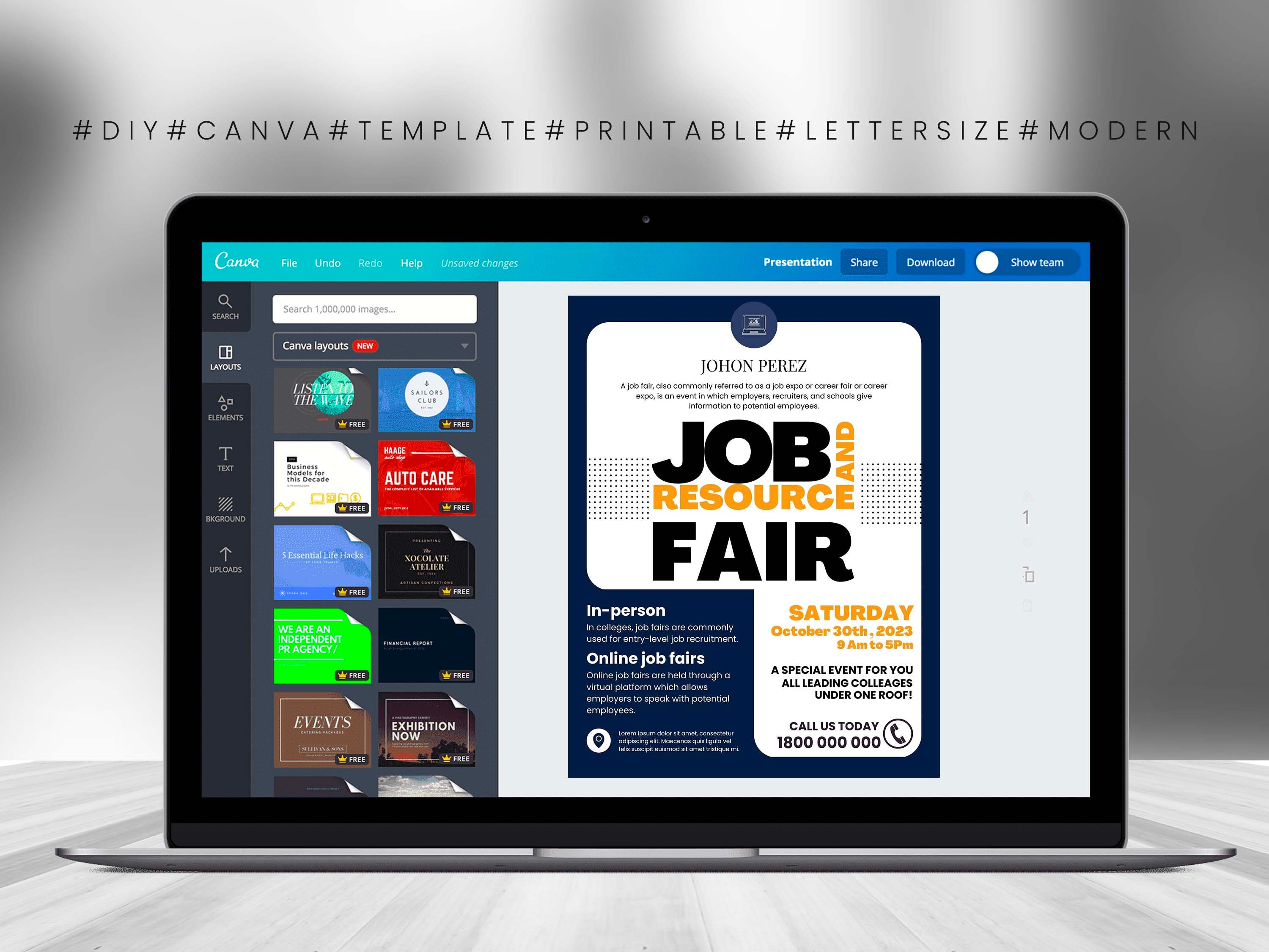 JOB FAIR FLYER Diy, Editable Canva Template, Printable & Social Media ...