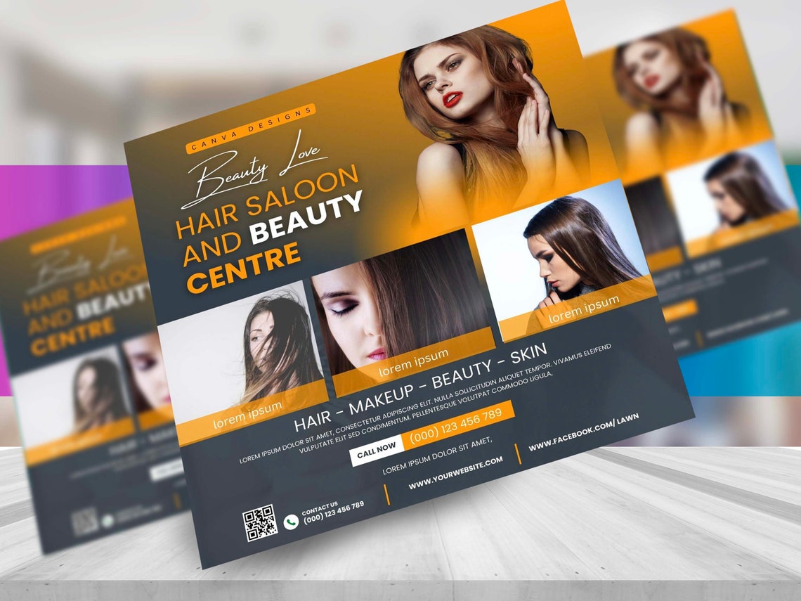 HAIR SALOON FLYER Diy Editable Canva Template, Printable & Social Media ...