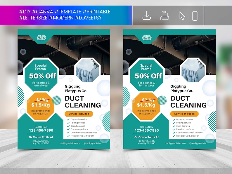 AIR DUCT CLEANING Flyer Diy Editable Canva Template, Printable & Social ...