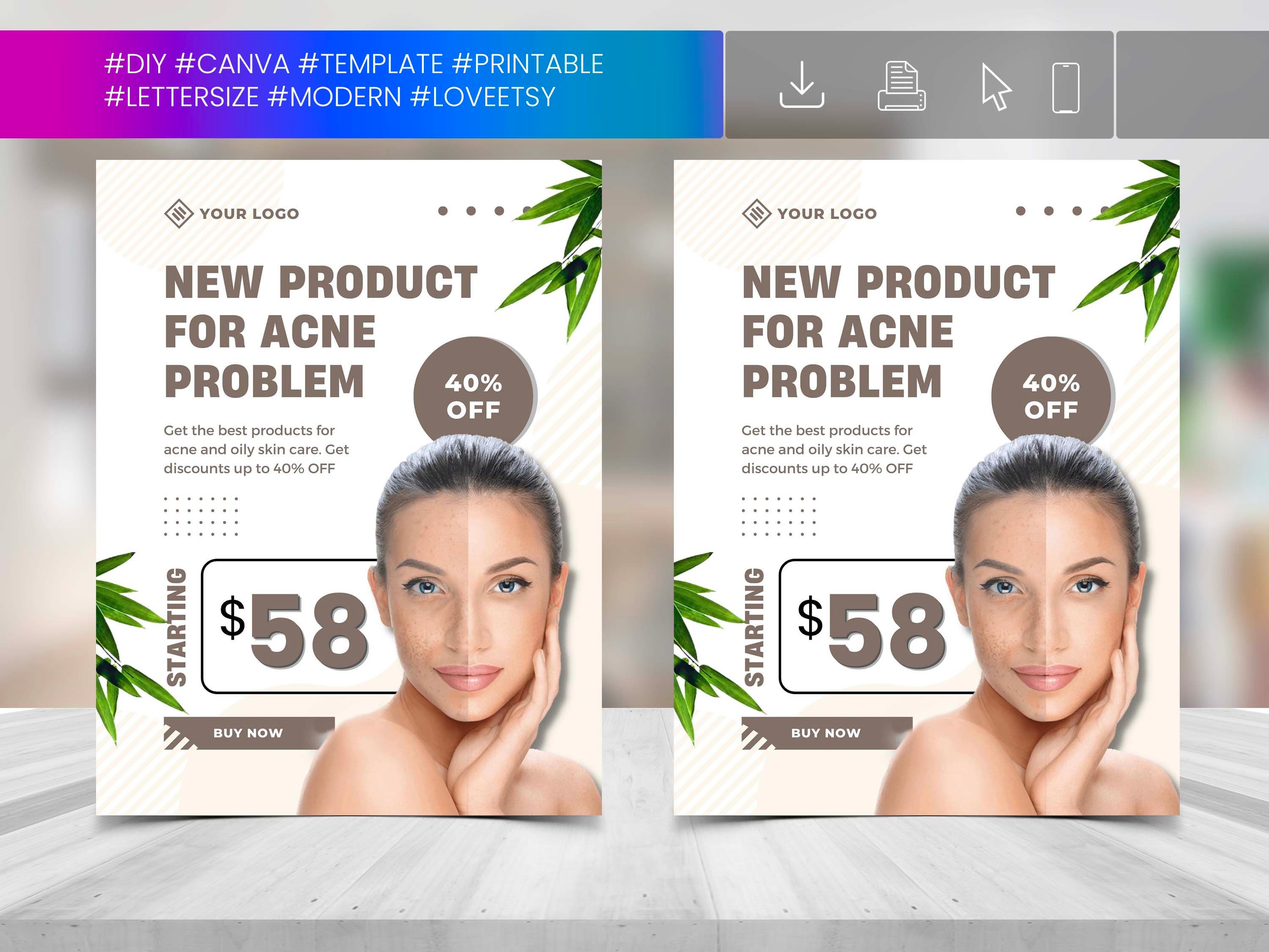 ACNE TREATMENT FLYER Diy Editable Canva Template, Printable & Social ...