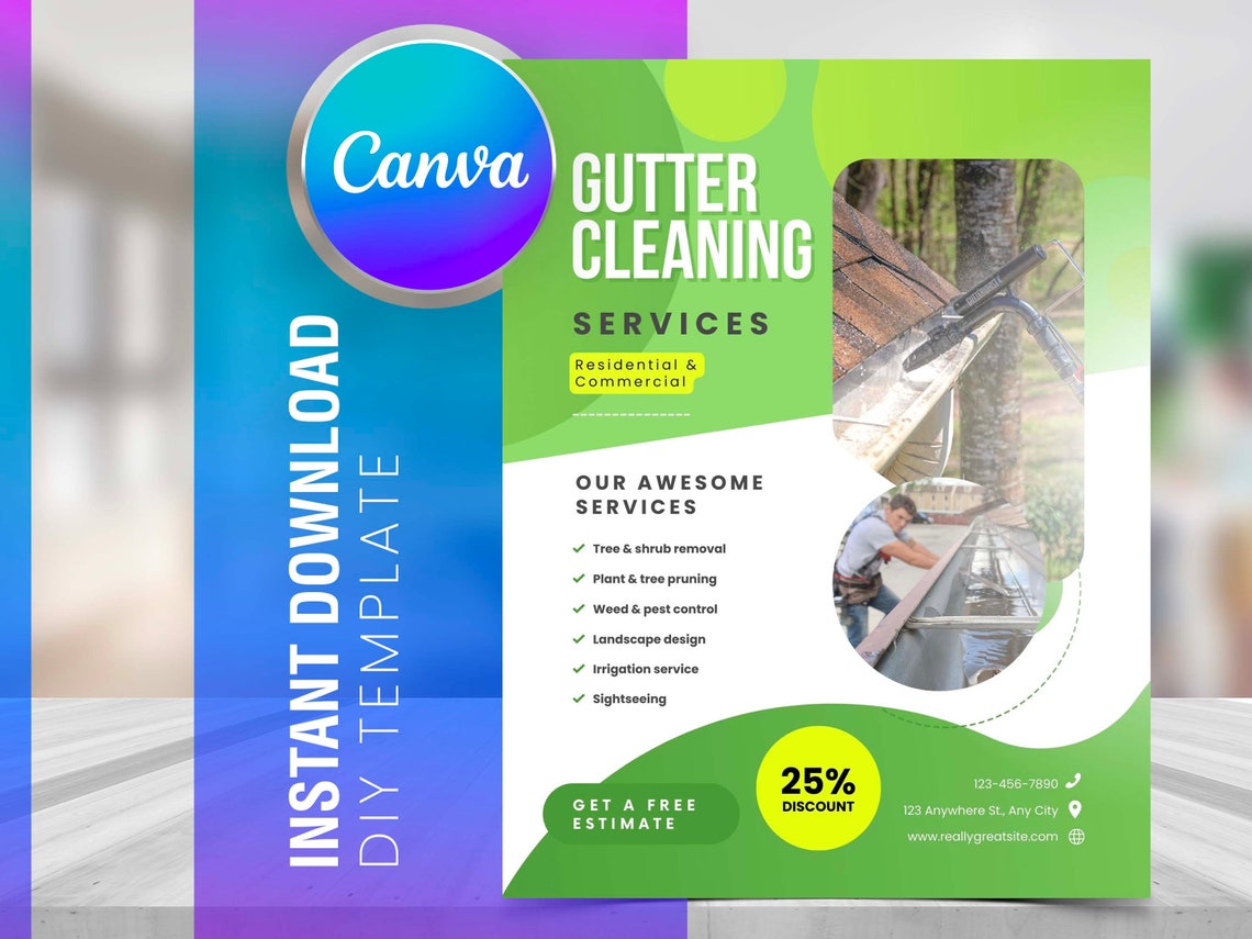 GUTTER CLEANING FLYER Diy Editable Canva Template Printable - Etsy