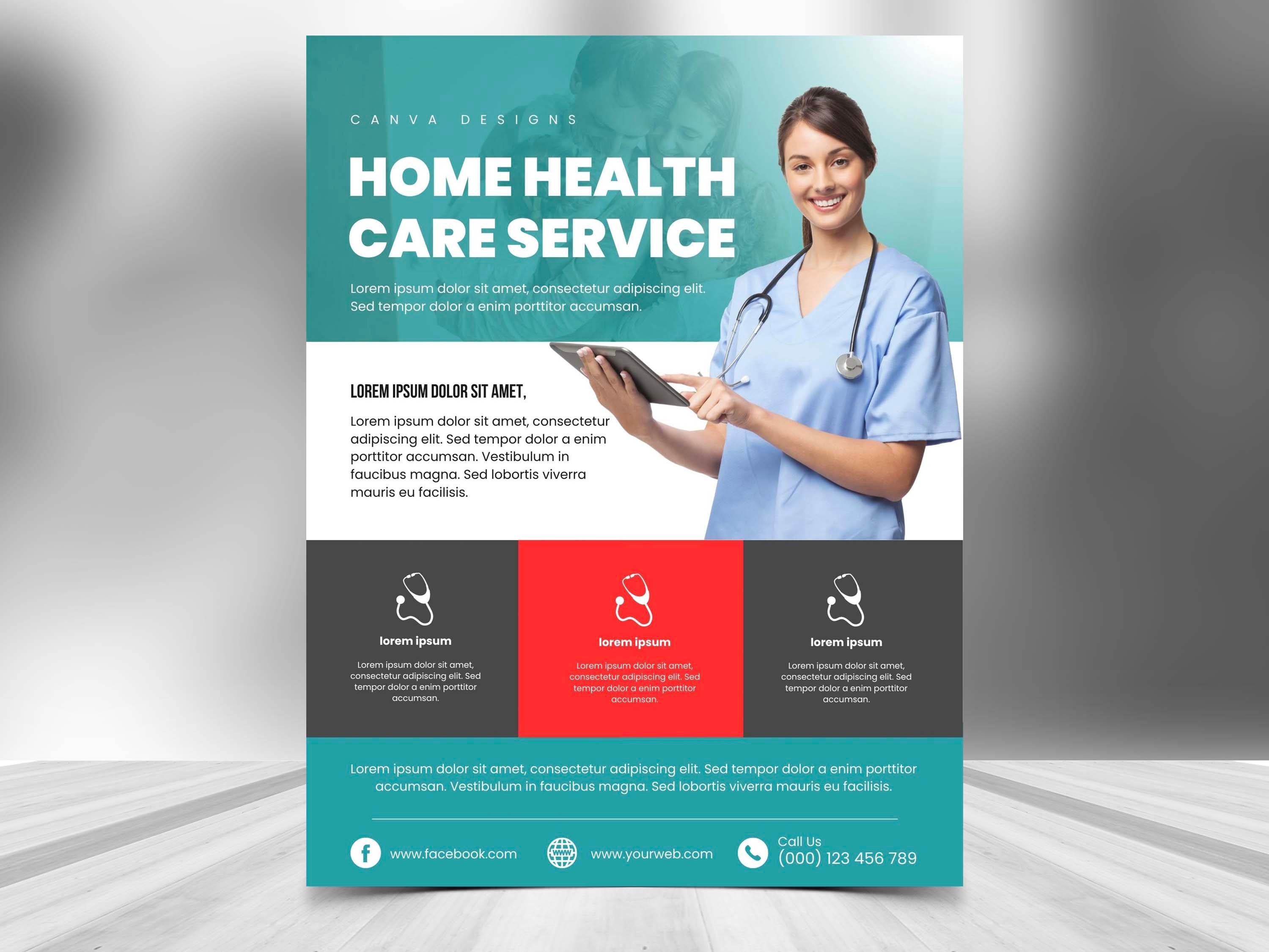 HOME HEALTH CARE Flyer, Diy Editable Canva Template, Printable & Social ...