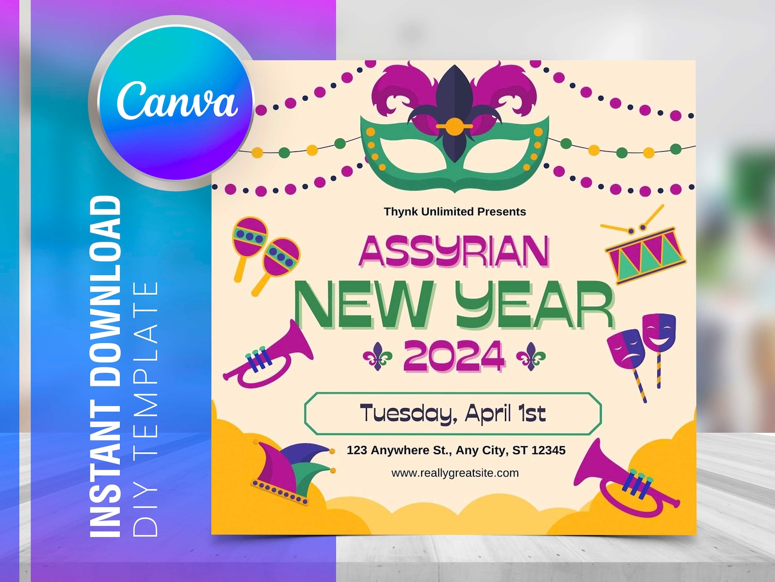 ASSYRIAN NEW YEAR Flyer Diy Editable Canva Template, Printable & Social ...