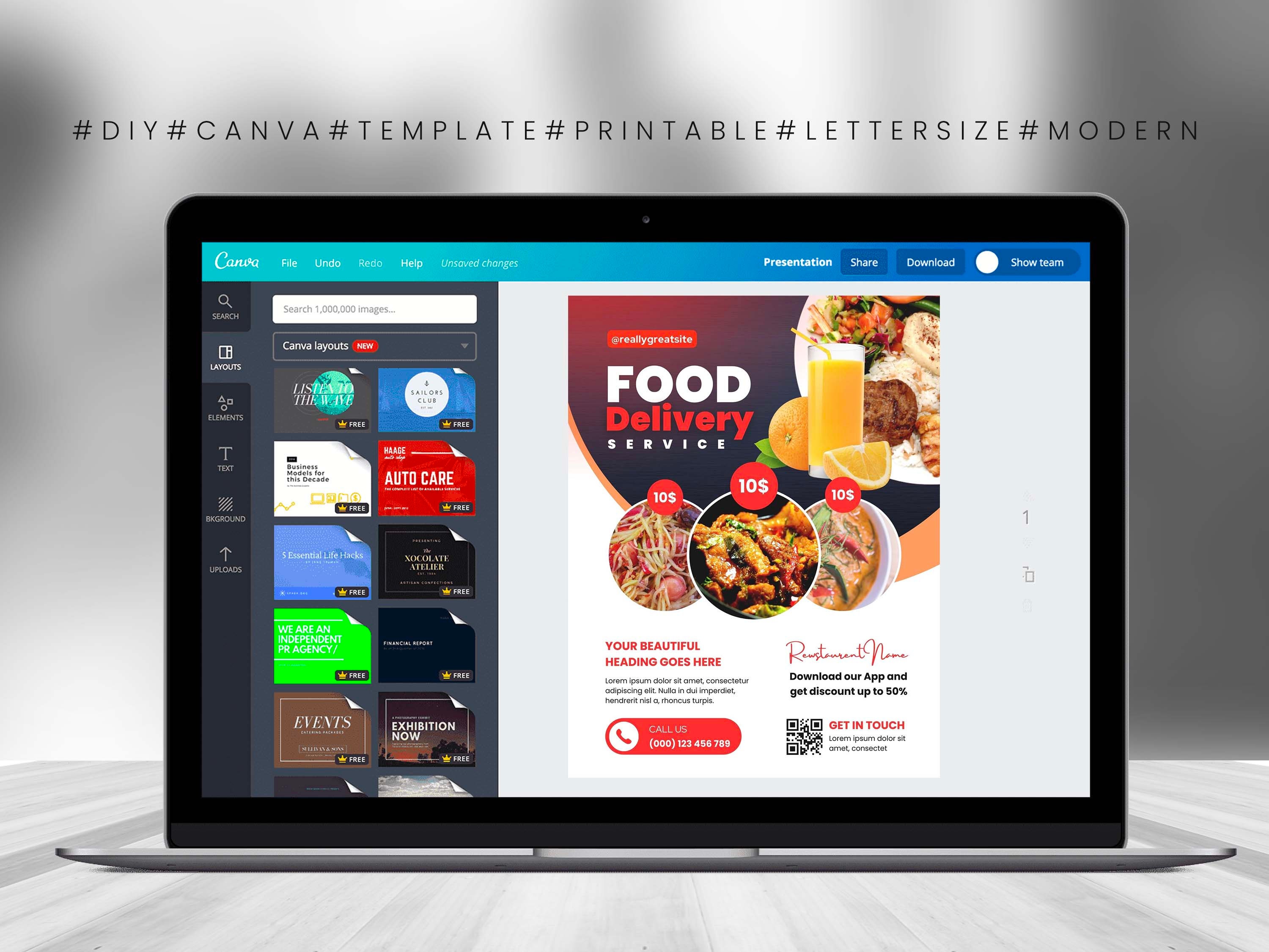 FOOD DELIVERY FLYER, Diy Editable Canva Template, Printable & Social ...