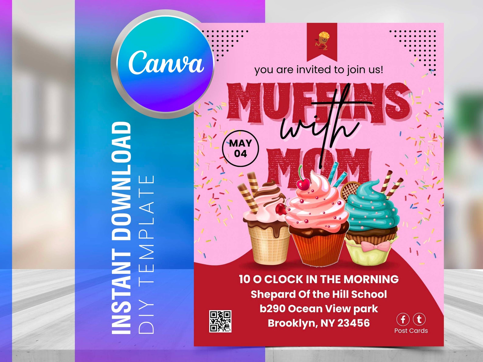 MUFFIN MOM FLYER Diy, Editable Canva Template, Printable & Social Media ...