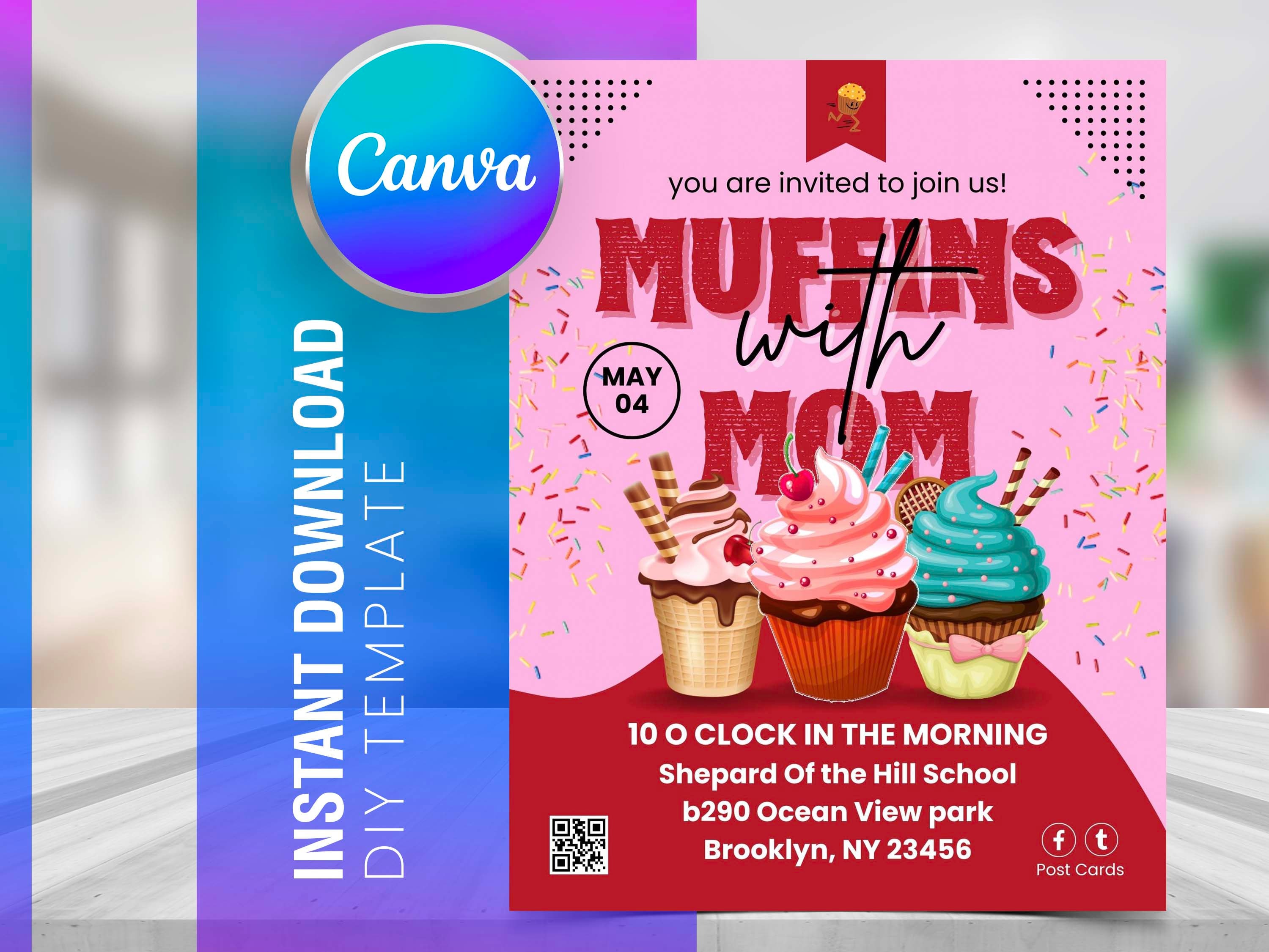 MUFFIN MOM FLYER Diy, Editable Canva Template, Printable & Social Media ...