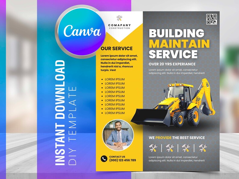 BUILDING MAINTENANCE SERVICE Flyer, Diy Editable Canva Template ...